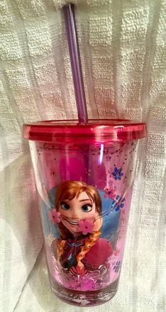 Generic Offizielles Forever Sister Elsa Anna Trinkglas mit Strohhalm, Rosa