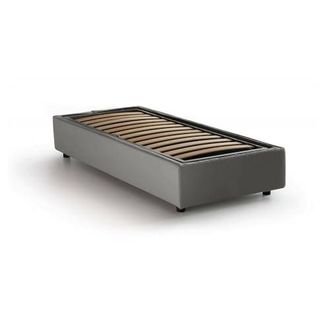 Dmora Talamo Italia - Einzelbett Ilaria, Bettkasten mit Stoffbezug, 100 % Made in Italy, &Ouml;ffnung vorne, geeignet f&uuml;r Matratze 90 x 190 cm, Grau