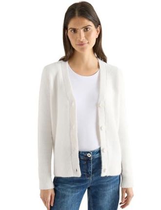 Cecil 2515569 Cardigan en Fil à Plumes, Light Greige, XL Femme