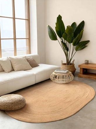 Hanse Home Rangpur Juteteppich - Natur Wohnzimmerteppich Oval aus 100% Jute, Handgewebt, Robust & Pflegeleicht, Boho Naturfaser Teppich f&uuml;r Wohnzimmer, Schlafzim