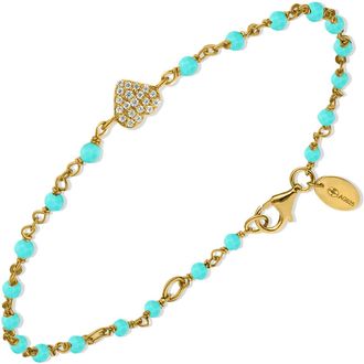OrusBijoux Bracelet Argent Dor&eacute; Coeur Serti Blanc Pierres Amazonite