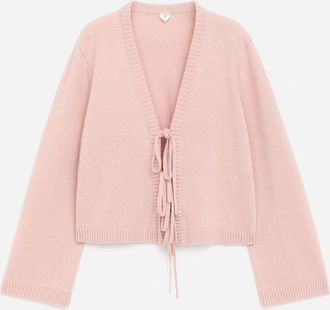 Arket Strickjacke Aus Wolle Mit Bindeb&auml;ndern -Rosa