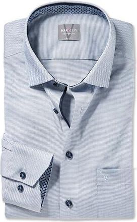 Marvelis Chemise &agrave; manches longues pour homme, coupe confortable, serg&eacute;, 13 New Kent, Bleu 11., 41
