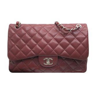 Chanel Burgundy Caviar Leather Jumbo Double Flap Bag