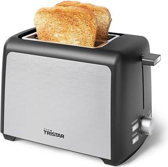Tristar Edelstahlstahl-Toaster, 2 Scheiben Kapazität, 800W, 7 Bräunungsstufen, Auftauen- und Aufwärmfunktion, Automatische Abschaltung, Leicht zu Reinigen, Ab
