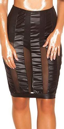 Koucla Jupe effet mouill&eacute; pour soir&eacute;e - Effet mouill&eacute; - Transparent, Noir, S