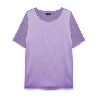 Fiorella Rubino T-Shirt aus Satin und Jersey Lurex - - Tops - Damen - Lila - S