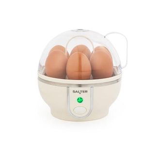 Salter Salter Retro Cream Eierkocher - Weich-, Mittel- & Hartgekocht, Kapazität für 7 Eier, Kontrollleuchten, Kompaktes Design, Messbecher & Abnehmbarer Eins