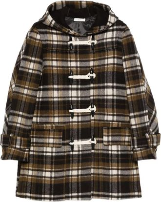 Co manteau à carreaux et capuche - Marron