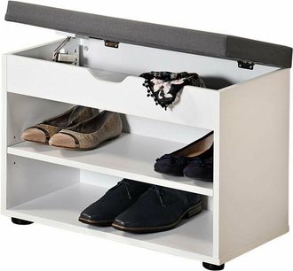 KESPER Wei&szlig; Schuhschrank mit Sitz, funktionalem Flursitz und Schuhregal in einem