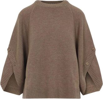 Max Mara Femme, Pulls, Brun, Taille: 38 FR Pull en maille avec fentes boutonn&eacute;es aux manches