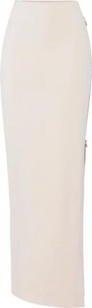 Elisabetta Franchi Femme, Jupes, Beige, Taille: 40 FR Jupe en cr&ecirc;pe l&eacute;ger avec zip bijou