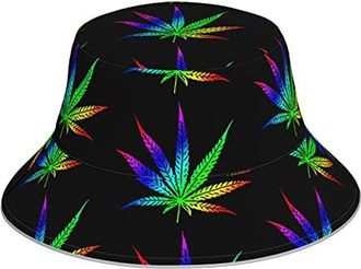 Generic Chapeau De Godet Feuilles De Cannabis Tie Dye Chapeau De Seau Réversible Respirant Été Chapeaux De Soleil De Plage, pour Le Camping, La Randonnée, 56-