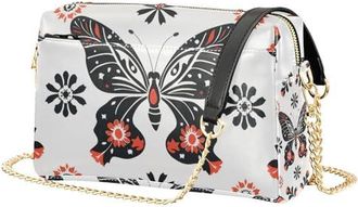 Mnsruu Sacs à bandoulière pour femme, motif papillon, tribal simple, en cuir, sac à main