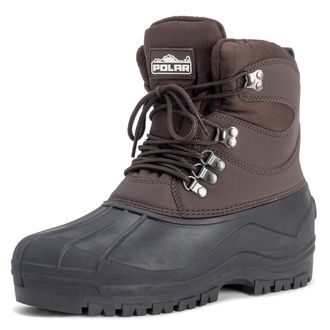 Polar Herren Short Nylon Mit Overlay-Netz Ente Wasserdicht Sole Schn&uuml;ren Winter Schnee Stiefel - Braun - UK11/EU45 - YC0440
