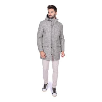 Bob Homme, Manteaux, Gris, Taille: M Manteau en laine &agrave; capuche