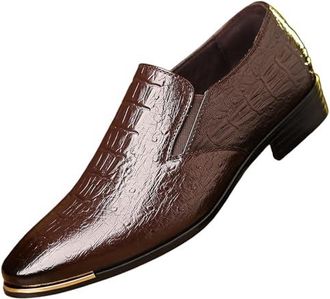 Generic Mocassins habill&eacute;s &agrave; bout pointu pour homme - Chaussures Oxford classiques &agrave; enfiler pour les affaires formelles et les mariages, marron clair, 41 1/3