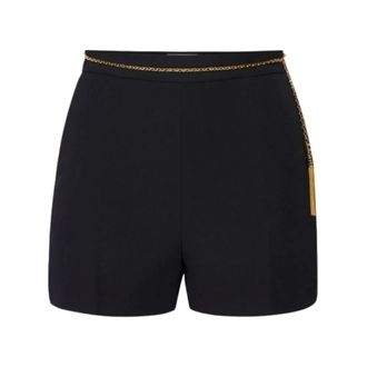 Elisabetta Franchi Femme, Shorts, Noir, Taille: 38 FR Shorts L&eacute;gers en Cr&ecirc;pe avec Cha&icirc;ne Bijou