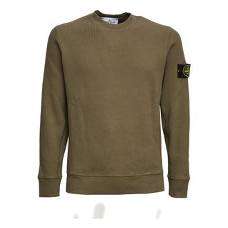 Stone Island Homme, Sweatshirts et sweats &agrave; capuche, Vert, Taille: S Logo Fleece Waffle SweaT-shirt
