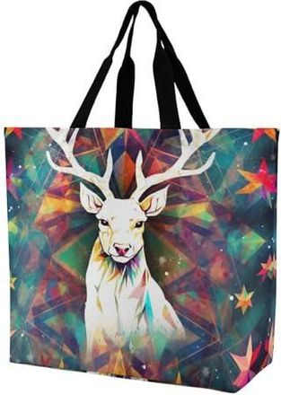 Generic Triangles Color&eacute;s, Rennes Et Flocons De Neige Sac Courses Pliable Tote Bag D&eacute;contract&eacute; Sac A Main Femme Pour Travail Universit&eacute; Gym