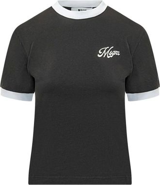 Msgm Msgm, Femme, Tops, Noir, Taille: 42 FR Ringer T-Shirt