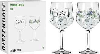 Ritzenhoff 3881001 Gin-Glas 700 ml - 2er-Set - Serie Botanic Lights - 2 Kelche mit Motiv und Spruch - Made in Germany