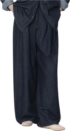 Dries Van Noten Femme, Jeans, Bleu, Taille: 40 FR Jean Large Pliss&eacute;