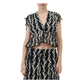 Sabina Mus&aacute;yev Top mit Pr&auml;gung und breiten Schultern - - Blouses & Shirts - Damen - Schwarzk - S