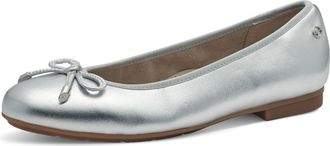 Tamaris Comfort Damen Ballerinas aus Leder mit Schleife, Silber (Silver), 40 EU