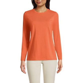 Lands End Supima-Shirt, Langarm, Damen, Gr&ouml;&szlig;e:32-34 petite, Orange, Baumwolle, by Lands End