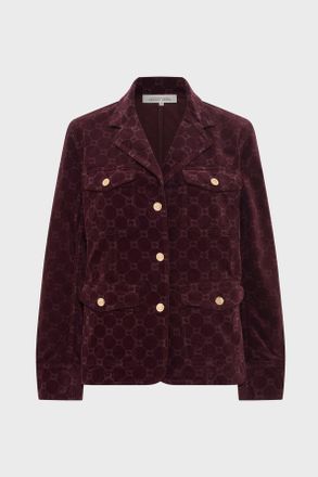 Gerard Darel Veste en velours &agrave; monogramme - NYSSA - Bordeaux