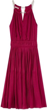 Oltre Femme, Robes, Rouge, Taille: 44 FR Robe &eacute;vas&eacute;e en satin avec collier de bijoux