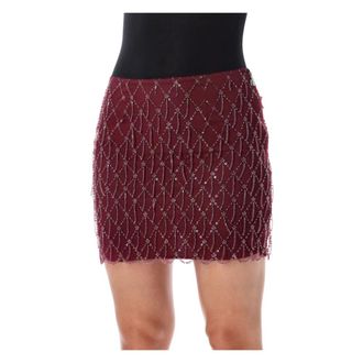 Rotate Rotate Birger Christensen - Mini-jupe &agrave; sequins - Femme - Jupes - Rouge - Taille: 34 FR