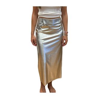 Scaglione Gonna tubino elasticizzato laminato argento con spacco dietro - - Skirts - Damen - Grau - S