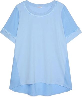Fiorella Rubino Femme, Tops, Bleu, Taille: 42 FR T-shirt bicolore en lin m&eacute;lang&eacute;