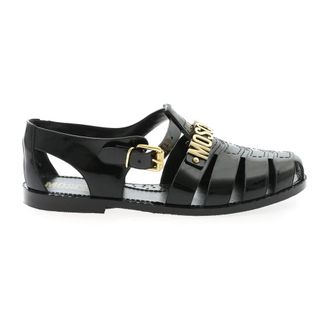 Moschino Schwarze Gummistrandsandalen mit goldenem Logo - - Shoes - Herren - Schwarzk - 44 EU