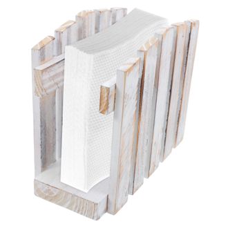Pretyzoom Serviettenhalter Aus Holz Wei&szlig; Vintage Stehender Papierhandtuchhalter Mit Rutschfester Basis Dekorativer K&uuml;chendienst F&uuml;r Esszimmer Und B&uuml;ro