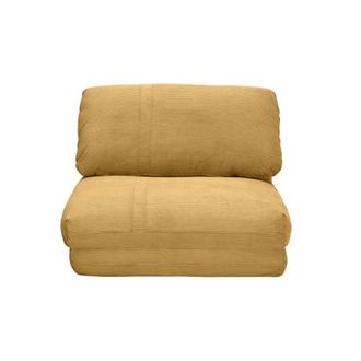 Miliboo Chauffeuse 1 Place Convertible en Tissu Velours c&ocirc;tel&eacute; Jaune Curry Spencer