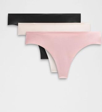 lululemon InvisiWear String mit mittelhohem Bund 3er-Pack f&uuml;r Frauen - Gr&ouml;&szlig;e M in Pink Haze/Light Ivory/Black