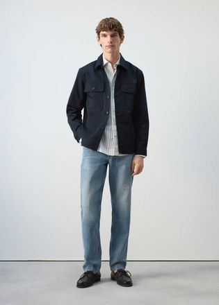Mango Overshirt aus 100 % Baumwolle mit Taschen dunkles marineblau - Herren - S - MANGO MAN