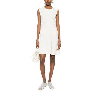 Fabiana Filippi &Auml;rmelloses Strickkleid mit Rundhalsausschnitt - - Dresses - Damen - Wei&szlig; - XS