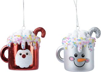 Kaemingk Christbaumschmuck Weihnachtstassen Kunststoff 8cm 1 Stück Sortiert - Weihnachtsanhänger bruchsicher