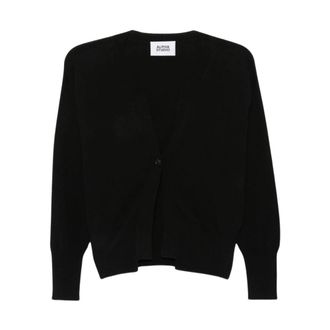 Alpha Studio Feinstrick-Strickjacke mit durchgehender Knopfleiste - - Knitwear - Damen - Schwarzk - M