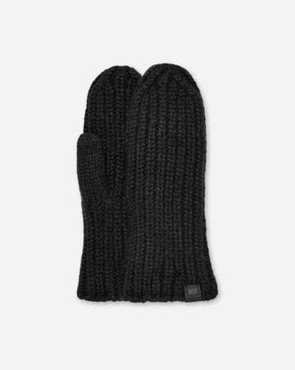 UGG Grobe Rippstrickf&auml;ustlinge f&uuml;r Damen in Black, Gr&ouml;&szlig;e