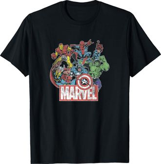 MARVEL Avengers Team Retro Comic Vintage T-Shirt