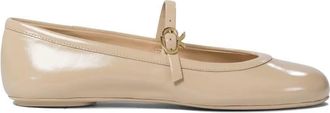Gianvito Rossi Beige Leather Ballerinas With Buckle Strap - Gr. 38,5 (EU) - in Beige