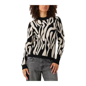 Object Schwarzer Strickpullover mit Aop-Druck - - Knitwear - Damen - Mehrfarbig - XL