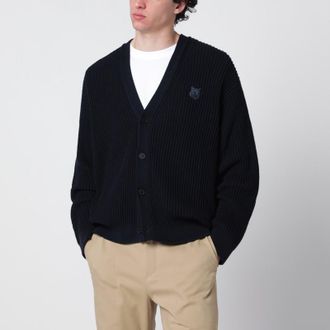 Maison Kitsun&eacute; Navy blue Fox Head cotton cardigan