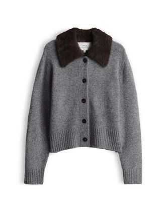 OPUS Strickjacke Dofur aus weichem Strick Verk&uuml;rzte L&auml;nge mit geradem Schnitt und wandelbarem Kragen
