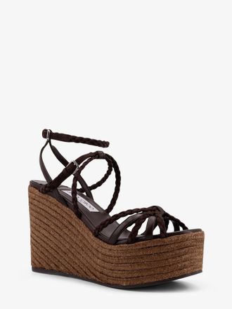 Jimmy Choo London Womens Leather And Raffia Sandals Brown Leather-Raffia Leather/raffia